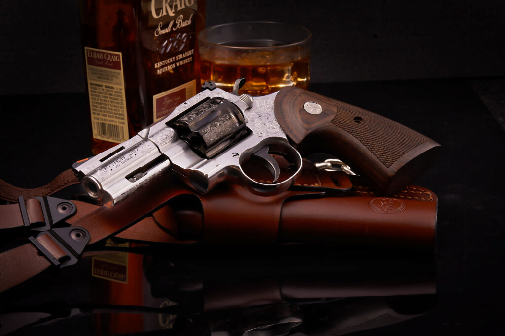 SK CUSTOMS EXCLUSIVE COLT PYTHON 3" 357mag DEEP ENGRAVED with SELECTIVE ...