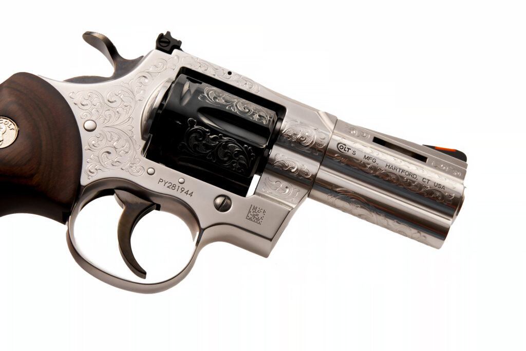 SK CUSTOMS EXCLUSIVE COLT PYTHON 3" 357mag DEEP ENGRAVED with SELECTIVE ...