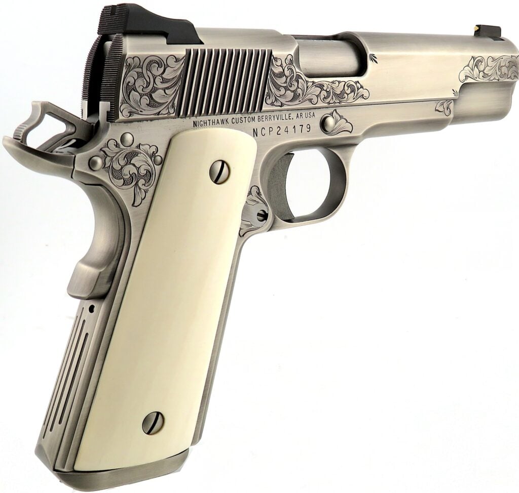 RARE NIGHTHAWK CUSTOM 1911 VIP GOV 45acp ANTIQUE NICKEL FINISH GIRAFFE ...